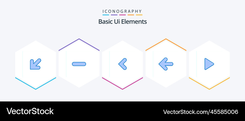 Basic ui elements 25 blue icon pack including Vector Image