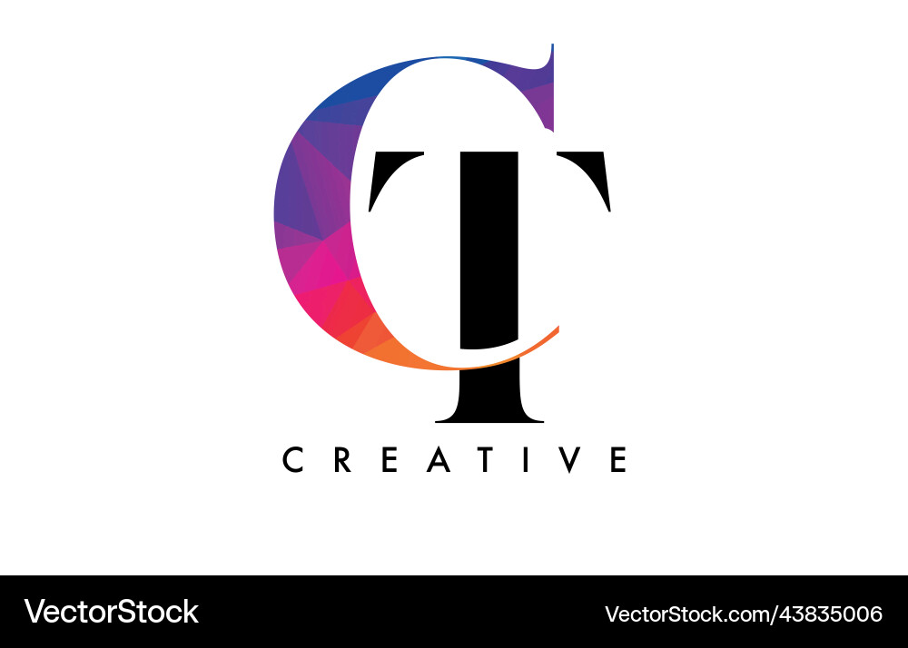 Ct letter design with creative cut and colorful Vector Image