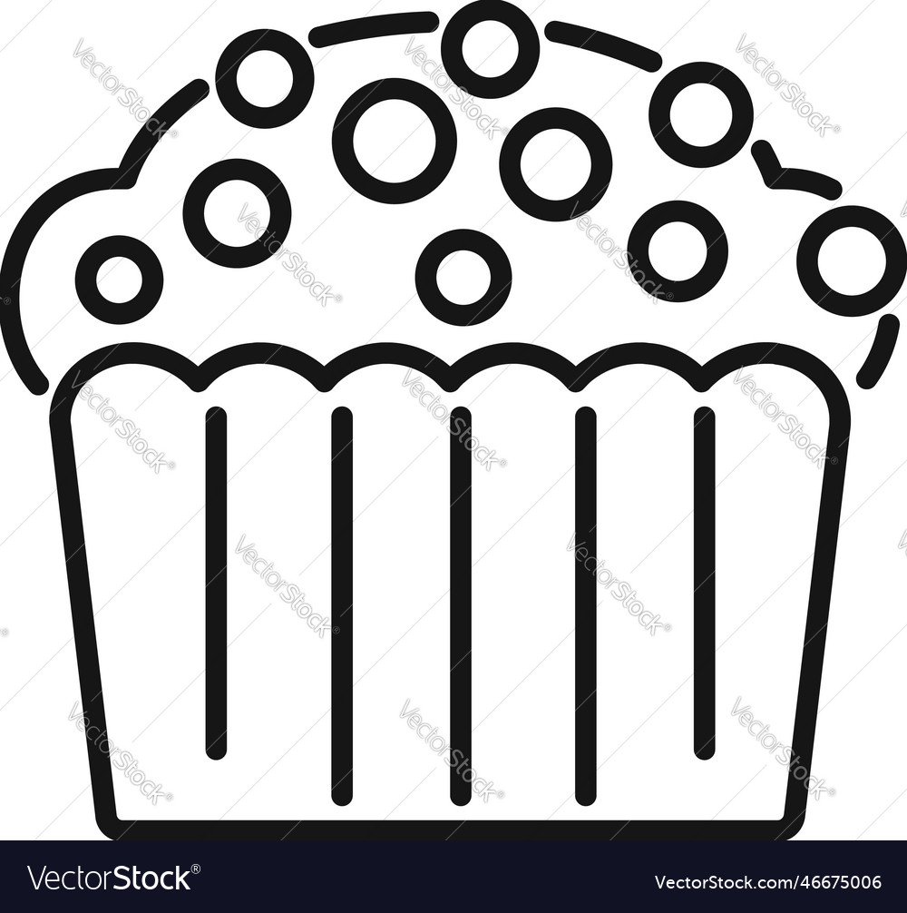 Cupcake icon outline cake food Royalty Free Vector Image