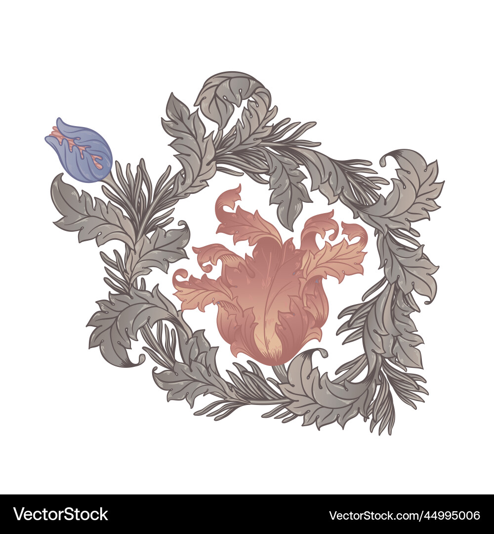 Floral vintage element enchanted flowers Vector Image