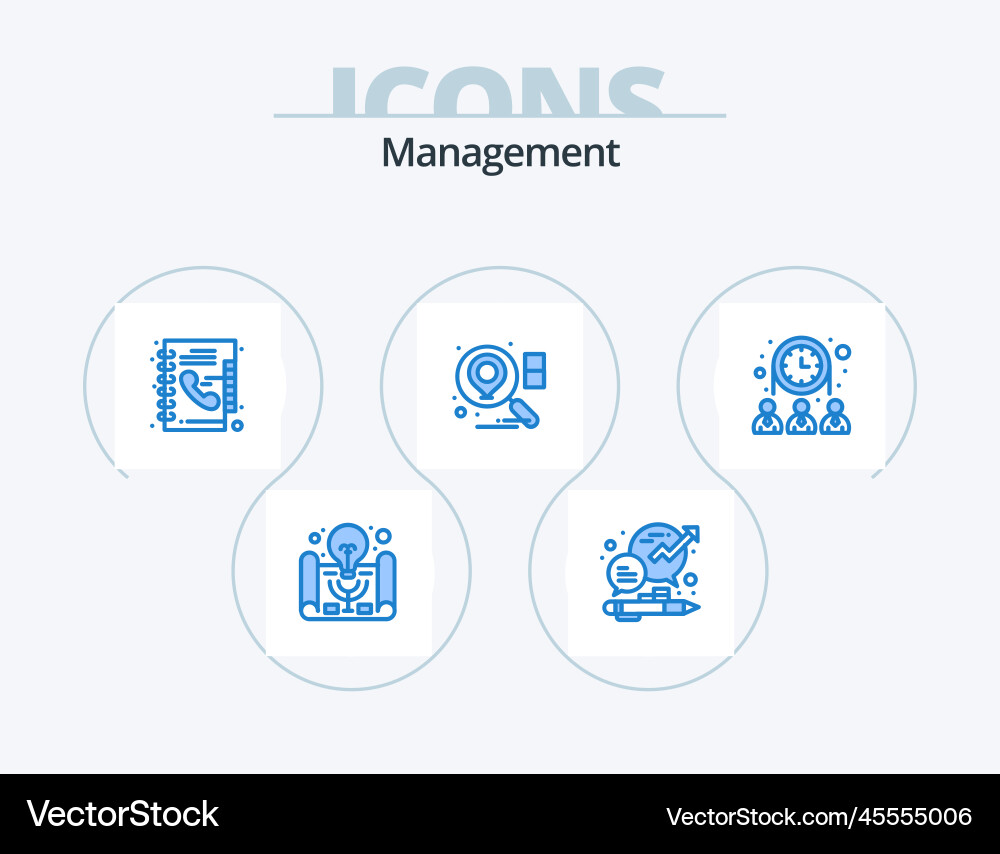 Management blue icon pack 5 icon design people Vector Image