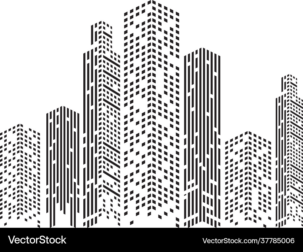 Monochrome buildings facades Royalty Free Vector Image