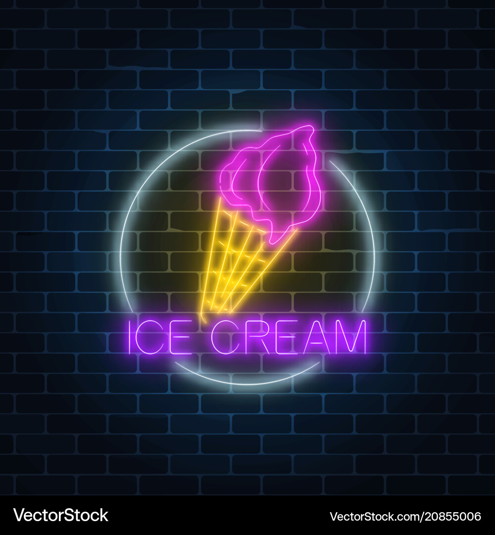 Neon glowing sign cake with glaze in circle Vector Image
