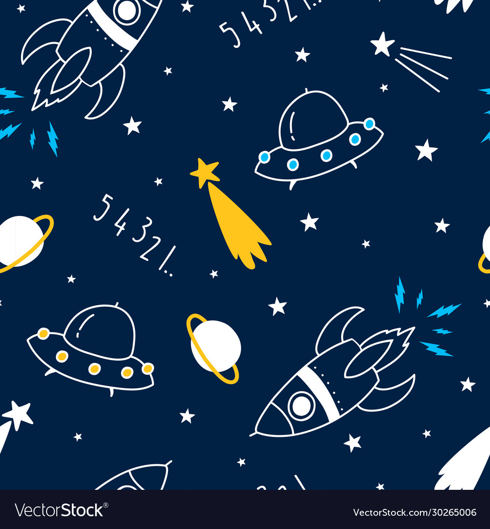 Space pattern hand drawing Royalty Free Vector Image
