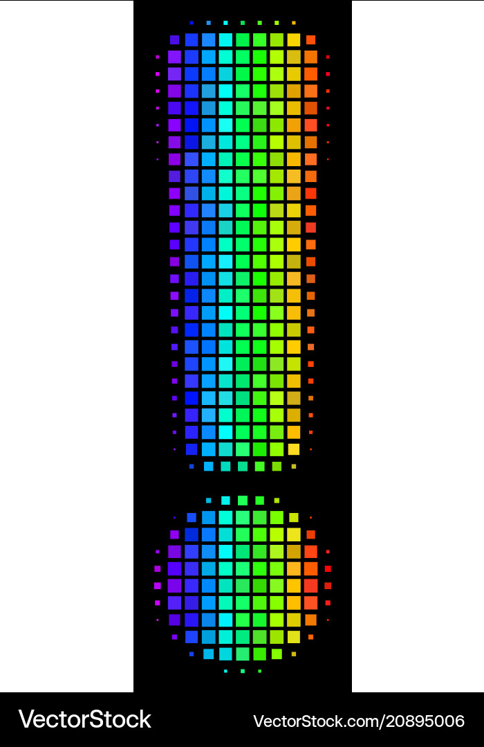 Spectral colored dotted exclamation sign icon Vector Image
