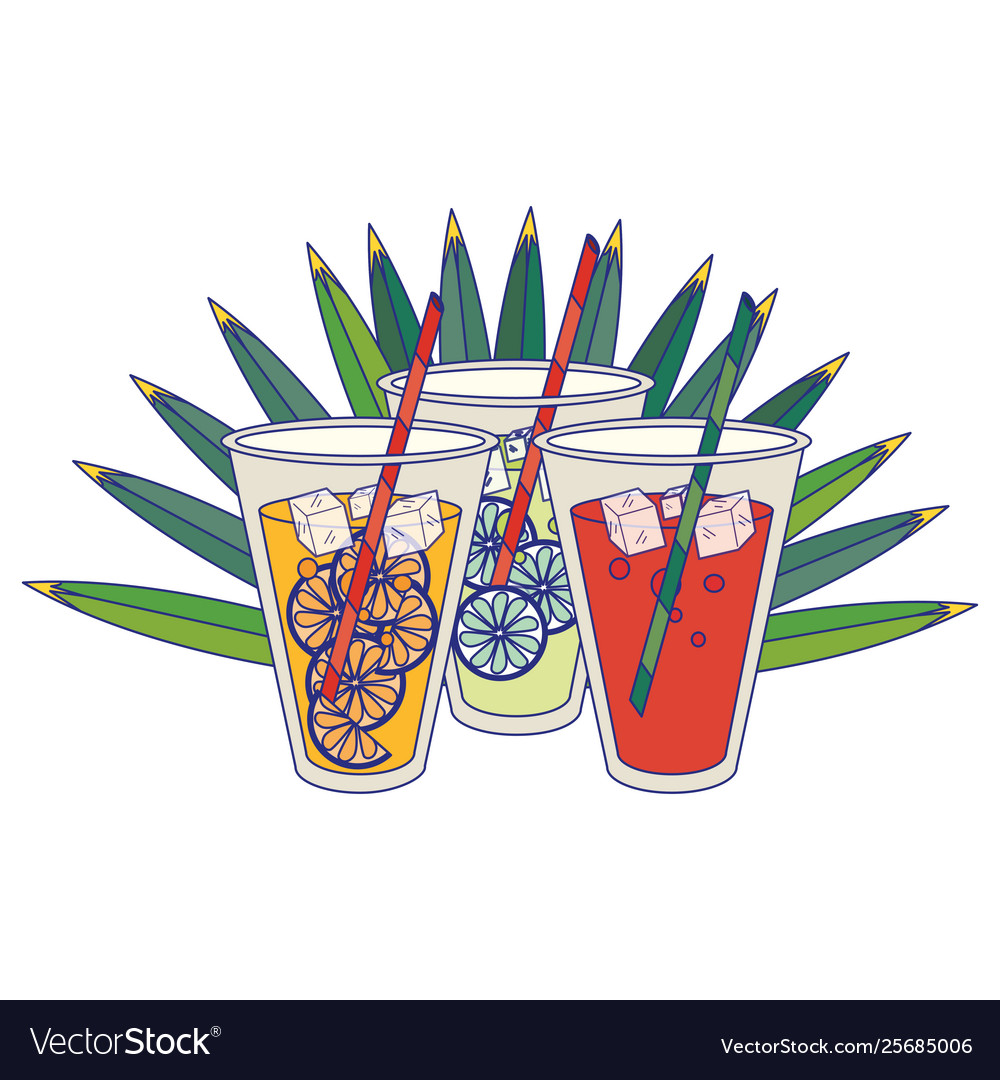 Summer cartoons drinks and cocktails Royalty Free Vector
