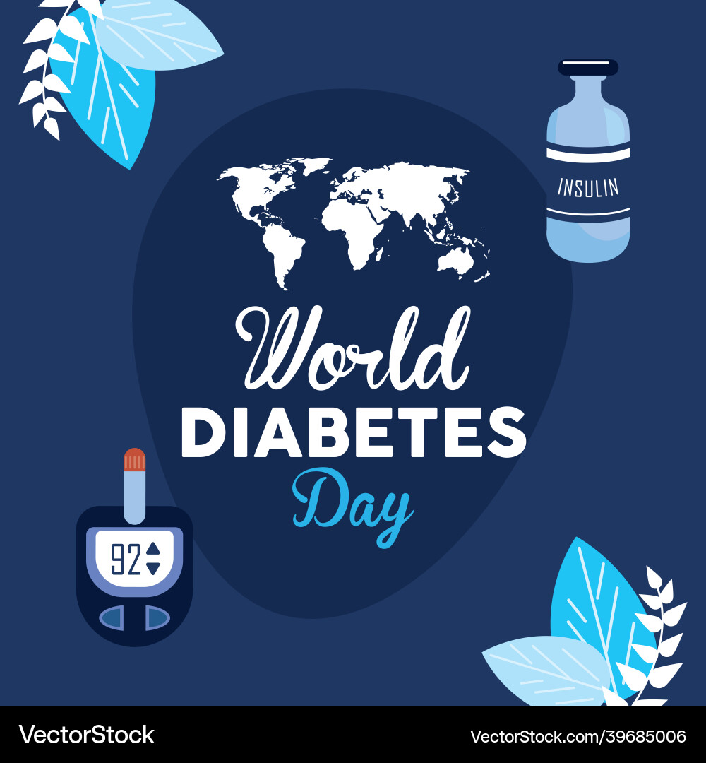 World diabetes day lettering Royalty Free Vector Image