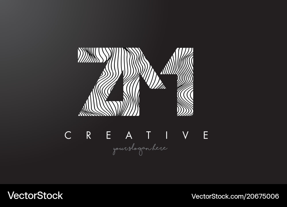 Zm z m letter logo with zebra lines texture Vector Image