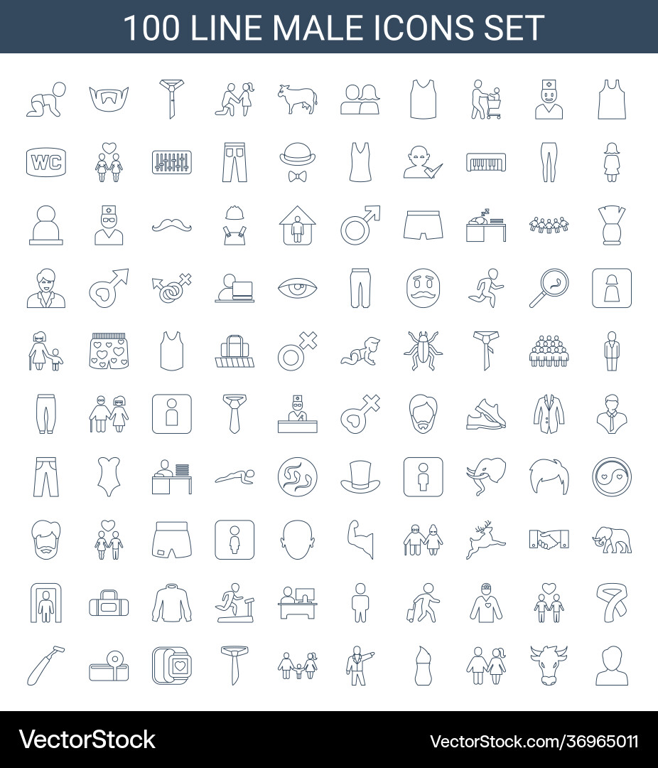 100 male icons Royalty Free Vector Image - VectorStock