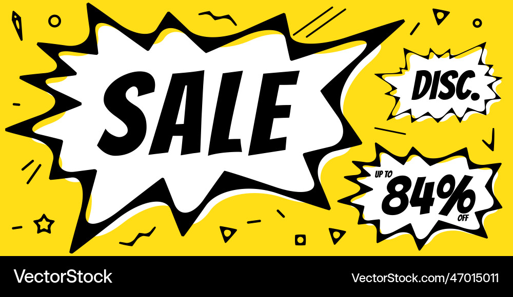 84 sale discount bubble line art chat comic Vector Image