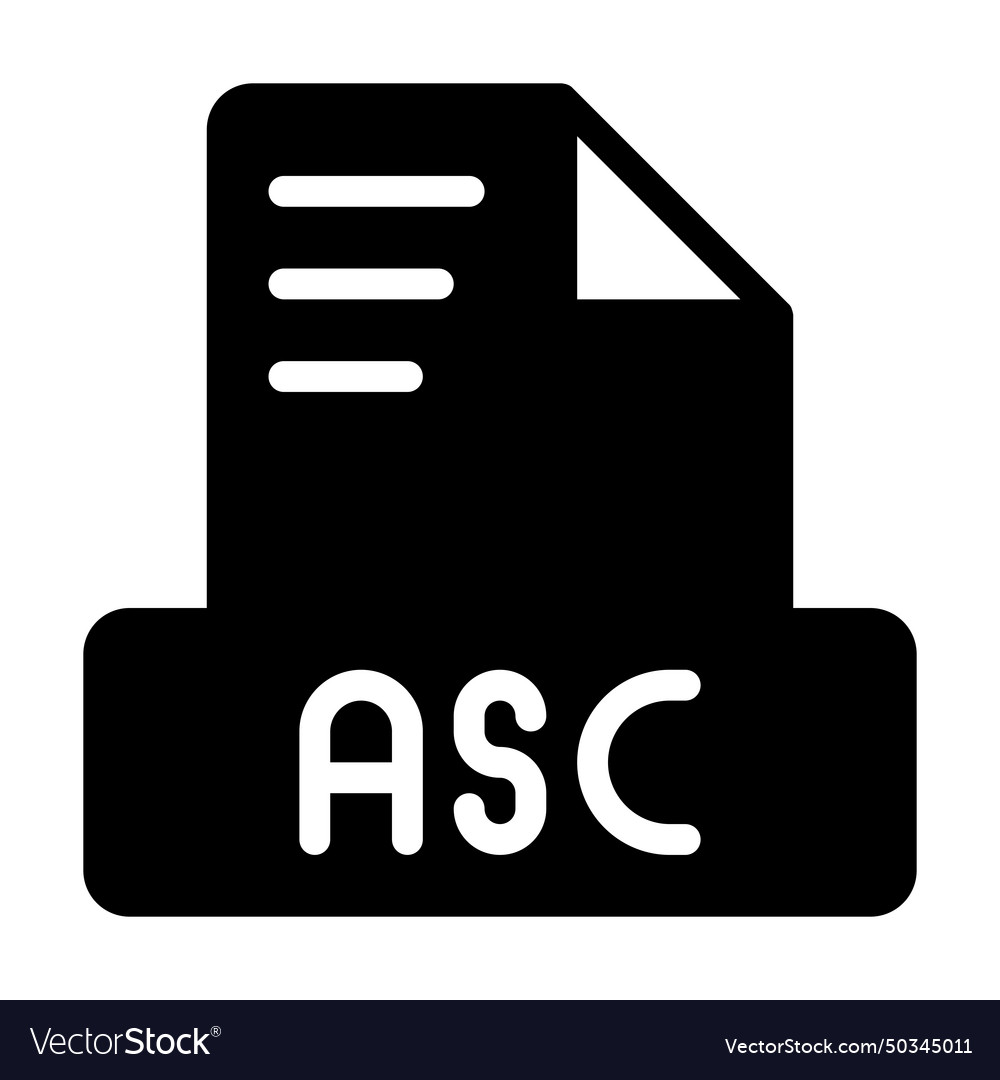 Asc file icon simple design solid style document Vector Image