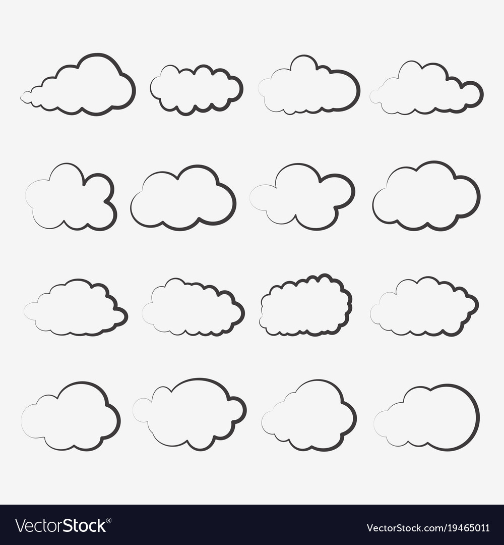 Clouds sky set weather Royalty Free Vector Image