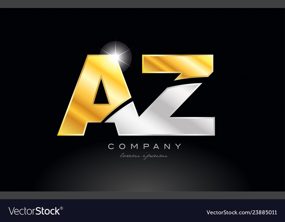Combination letter az a z alphabet with gold Vector Image