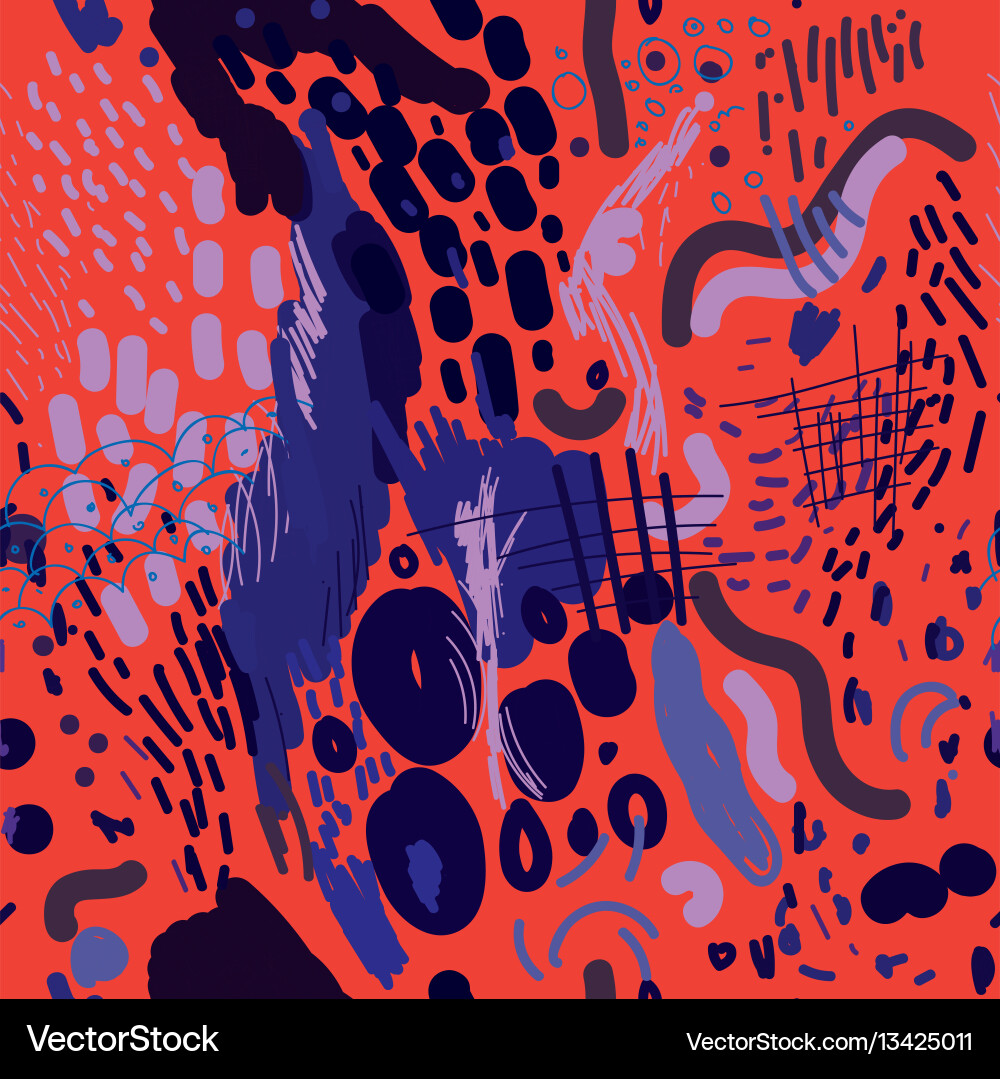 Digital brush strokes seamless pattern Royalty Free Vector
