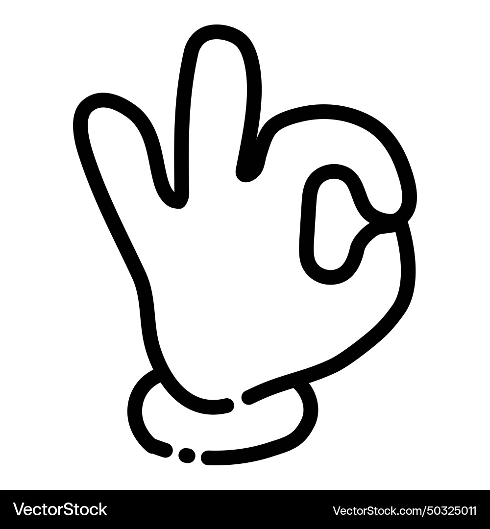 Ok cartoon hand gesture flat icon isolated Vector Image