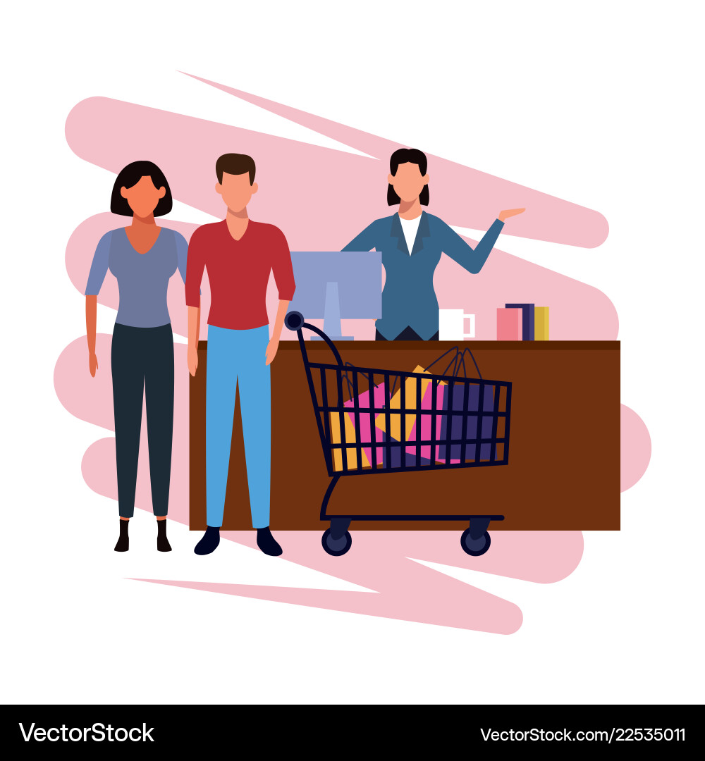 People shopping cartoon Royalty Free Vector Image
