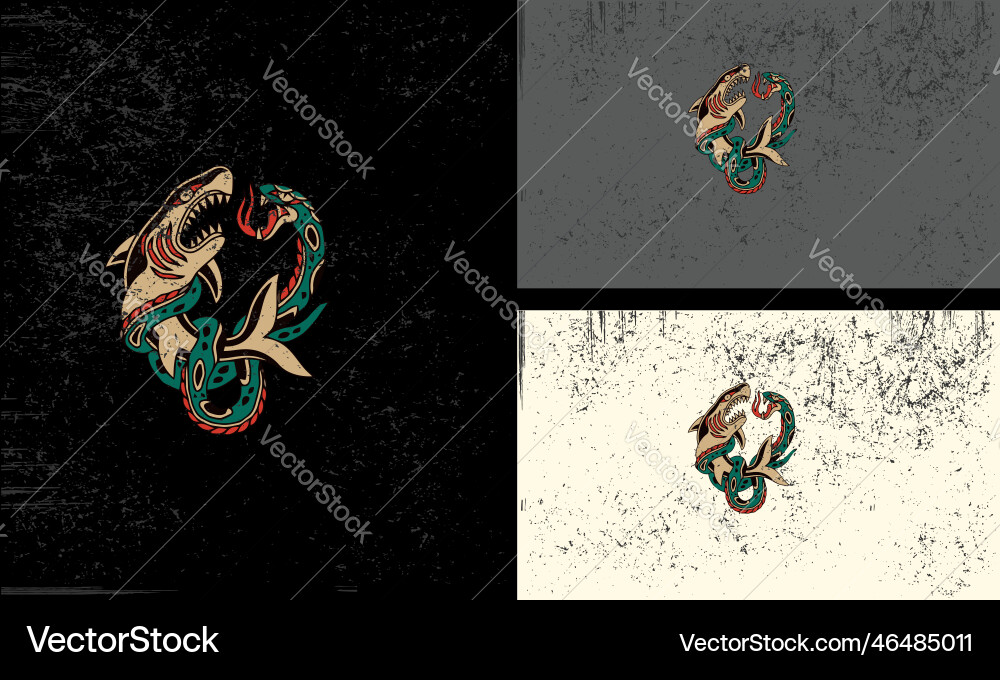 Shark and snake mascot design Royalty Free Vector Image