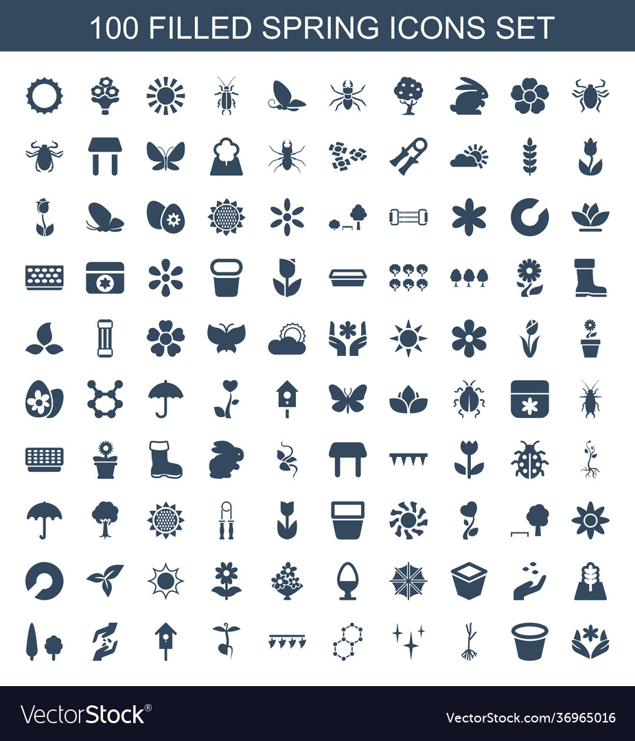 100 spring icons Royalty Free Vector Image - VectorStock