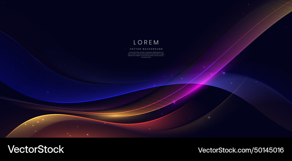 Abstract blue and red wave lines glowing on dark Vector Image