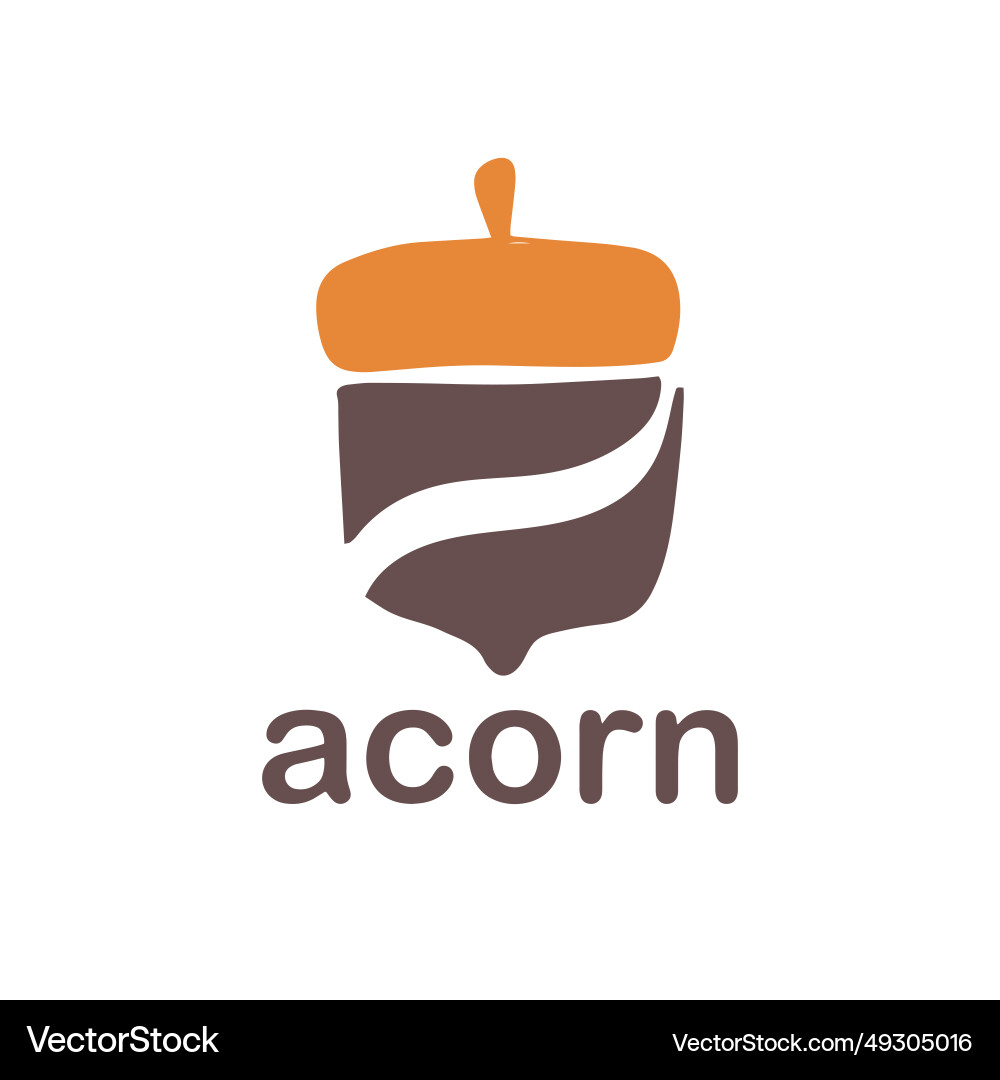 Acorn logo template design with leaves Royalty Free Vector