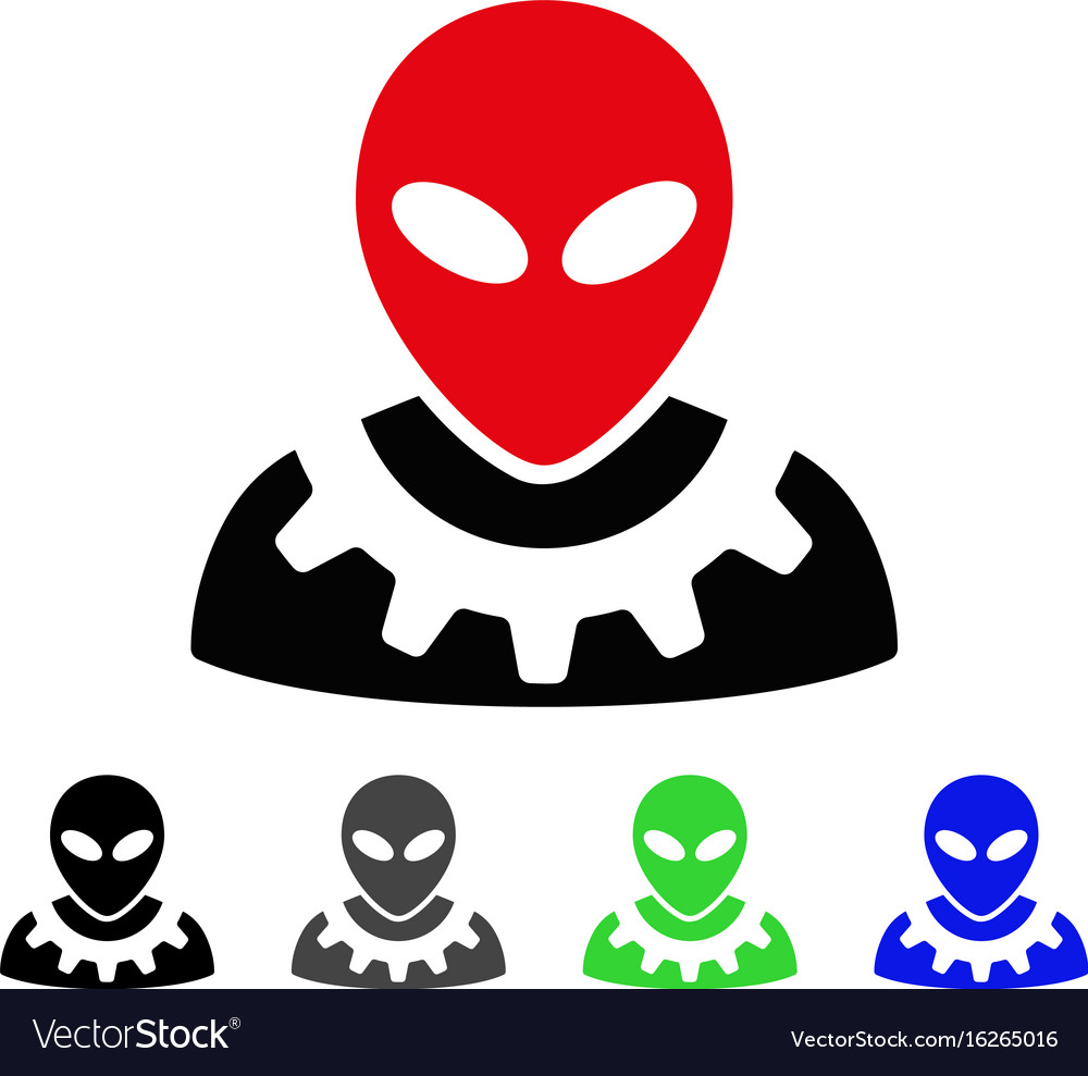 Alien engineer flat icon Royalty Free Vector Image