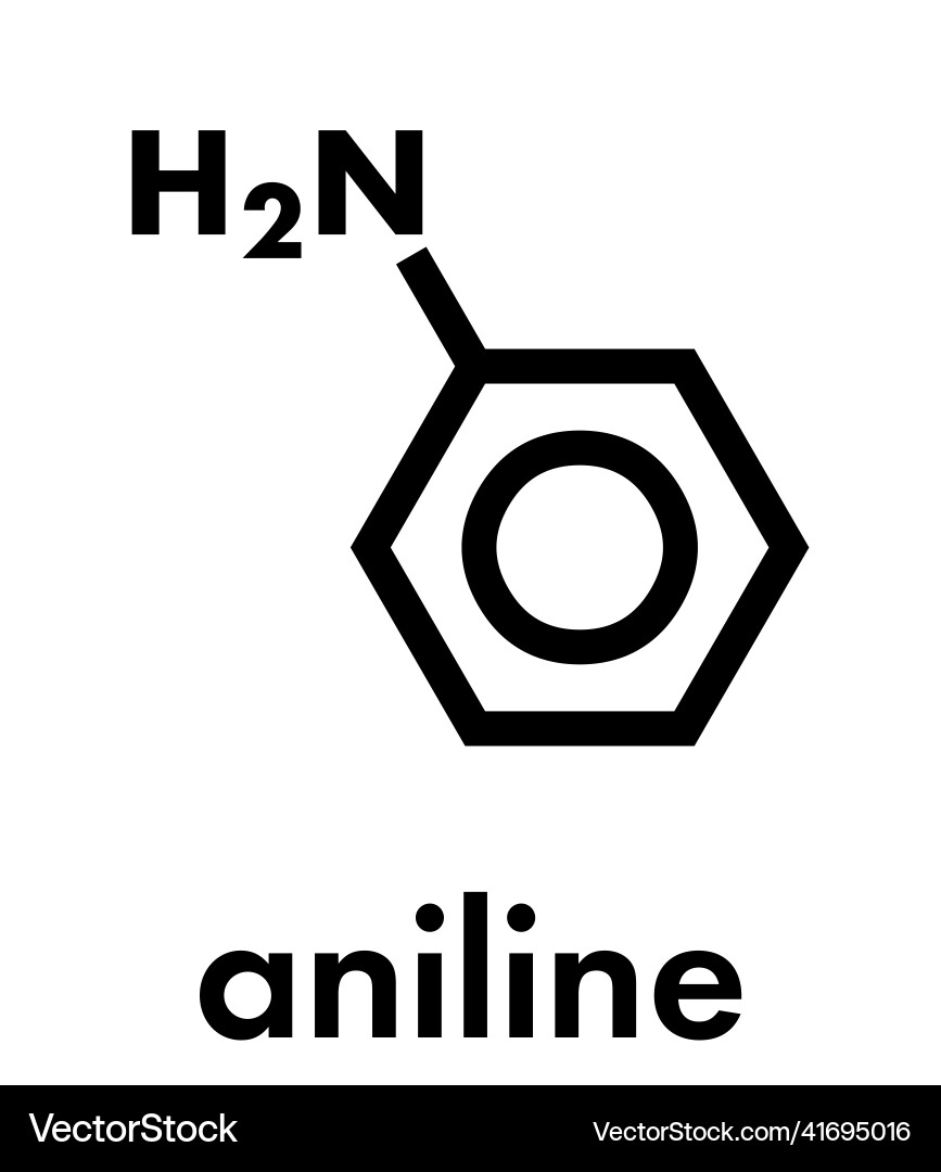 Aniline phenylamine aminobenzene molecule Vector Image