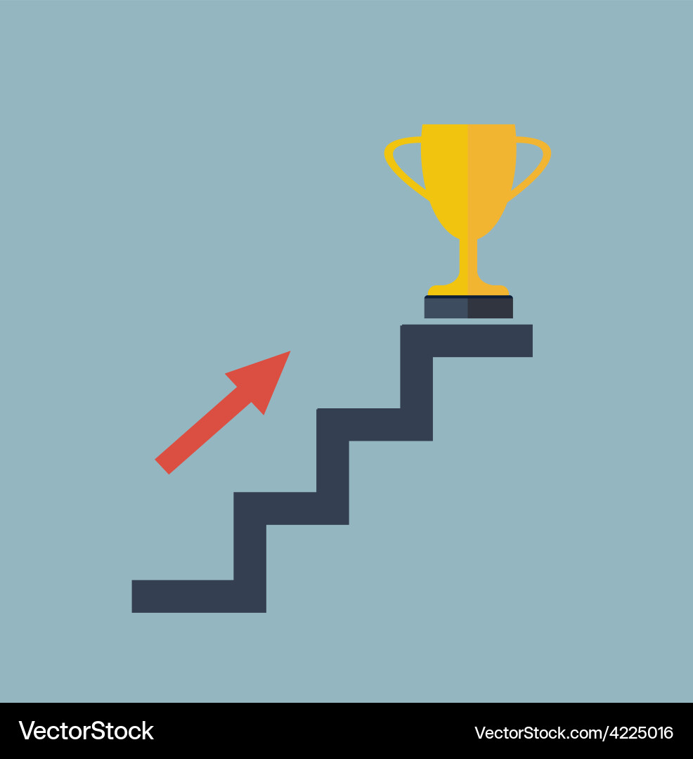 Arror on stair to gold cup Royalty Free Vector Image