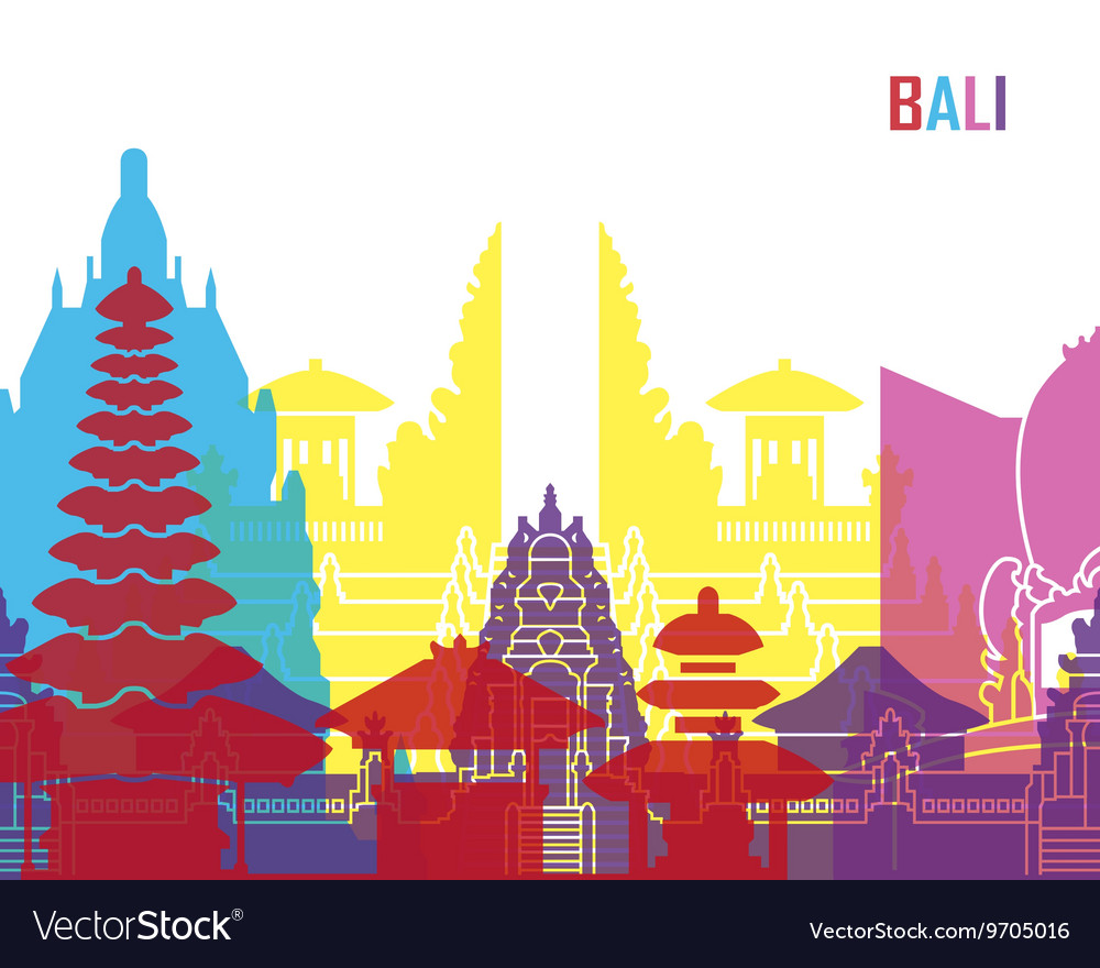 Bali skyline pop Royalty Free Vector Image - VectorStock Bali skyline pop Royalty Free Vector Image - VectorStock