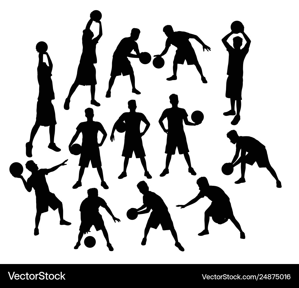 Basketball sport activity silhouettes Royalty Free Vector