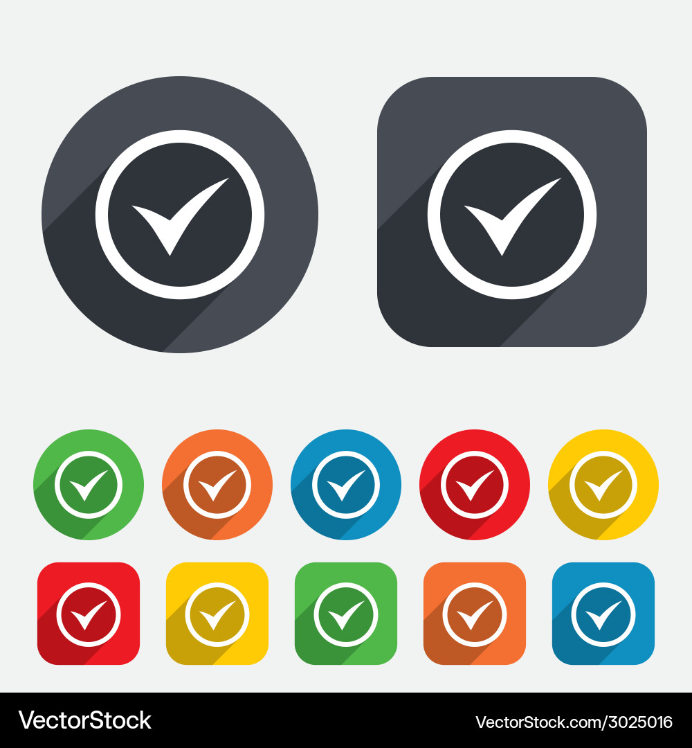 Check mark sign icon yes circle symbol Royalty Free Vector