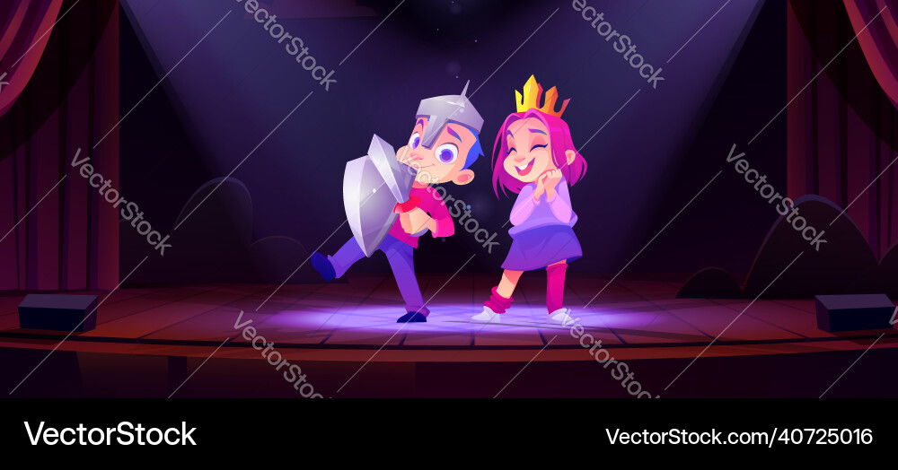 Children play performance on theater stage Vector Image