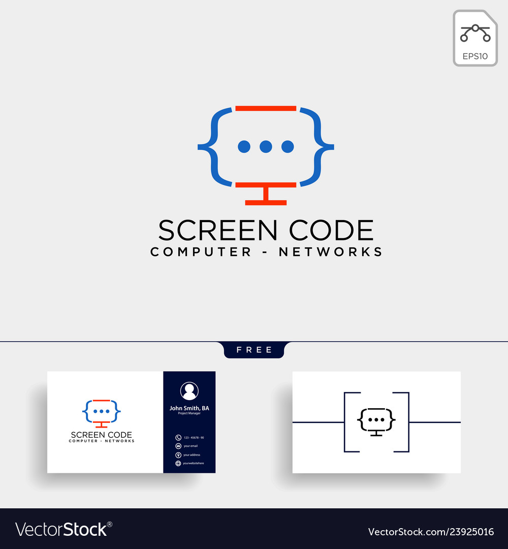 Code programming monitor simple logo template Vector Image