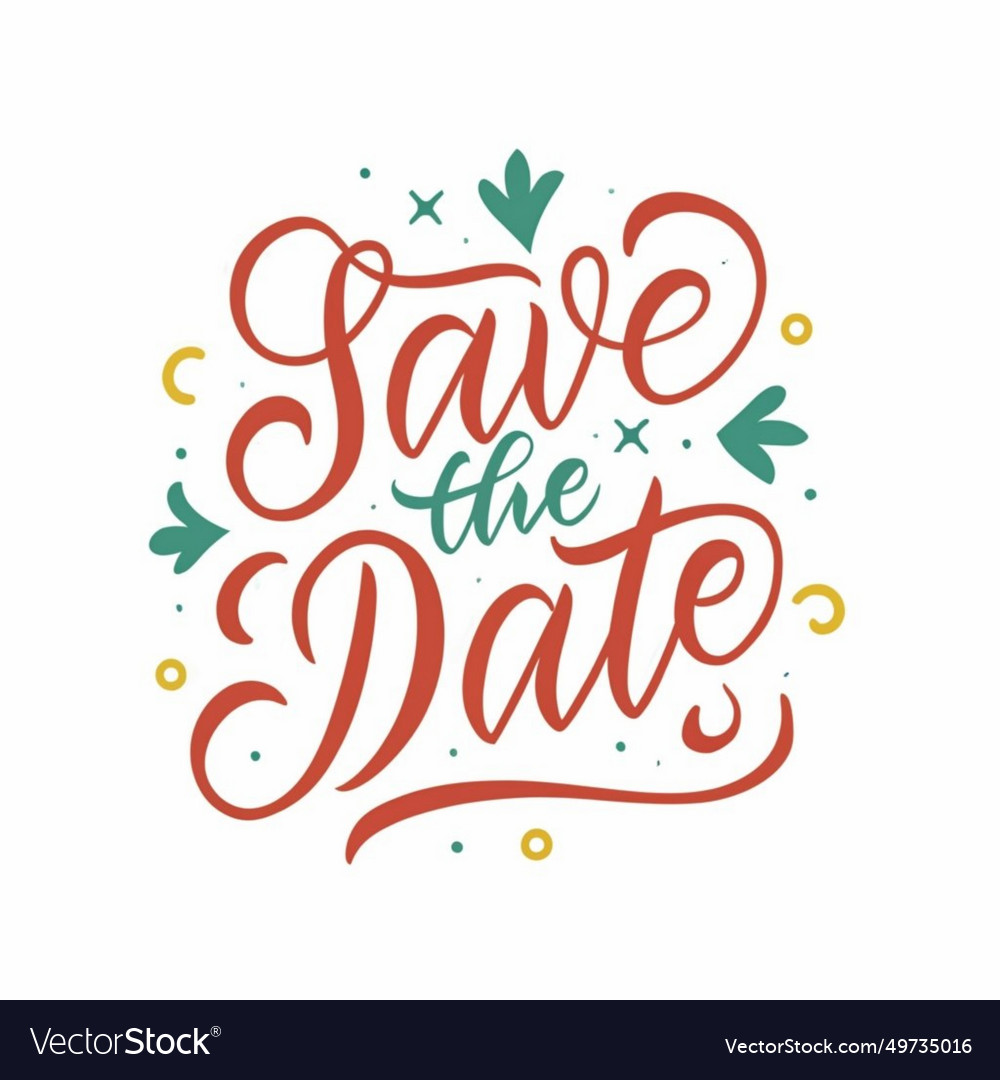 Colourful unique save date lettering logo design Vector Image