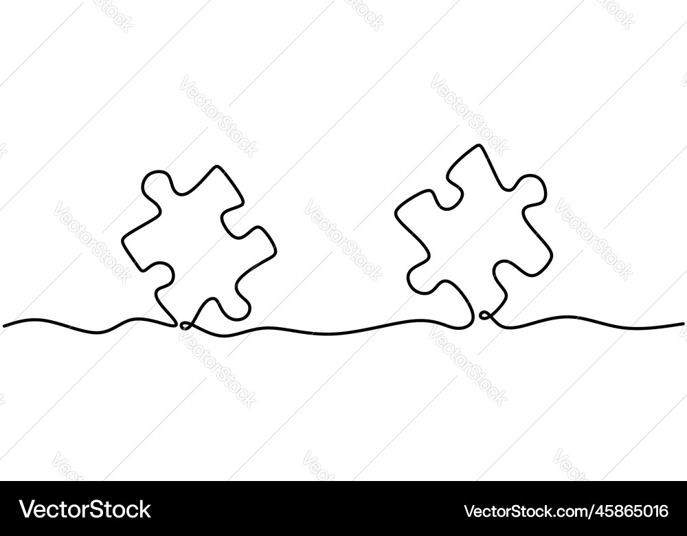 Continuous one line drawing of two pieces Vector Image
