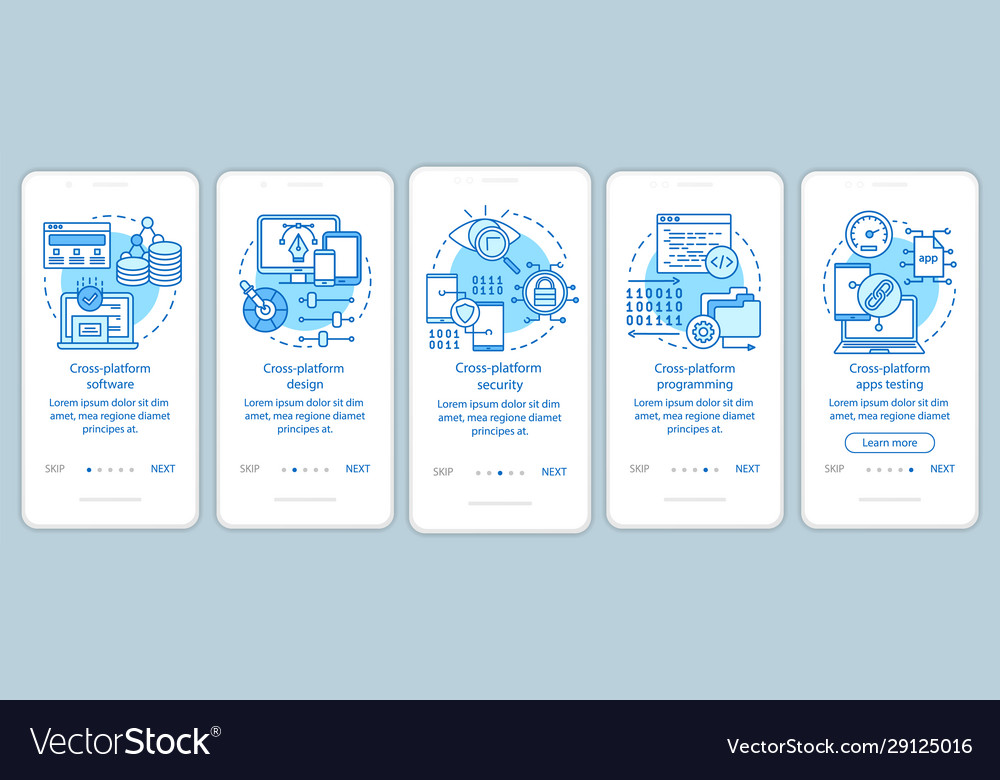 Cross Platform Application Onboarding Mobile App Vector Image