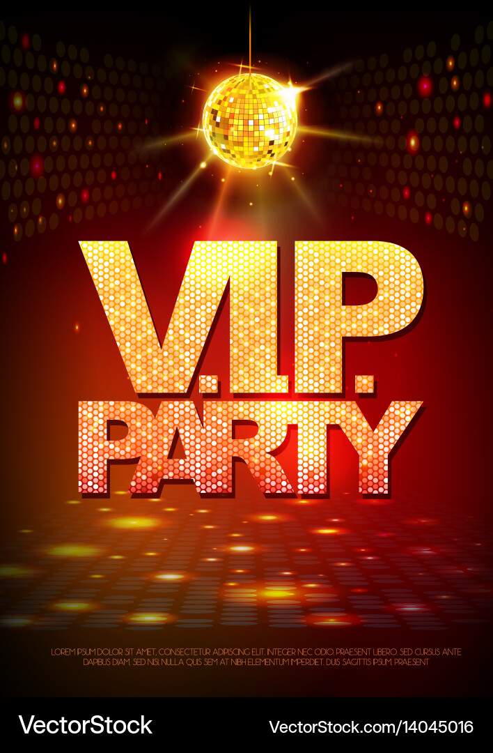 Disco ball background poster vip party Royalty Free Vector