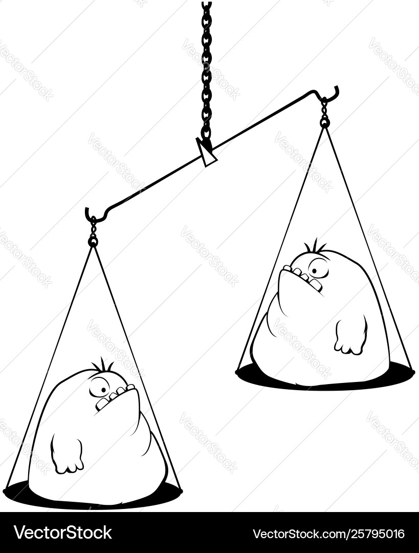 Fat scales cartoon line drawing Royalty Free Vector Image
