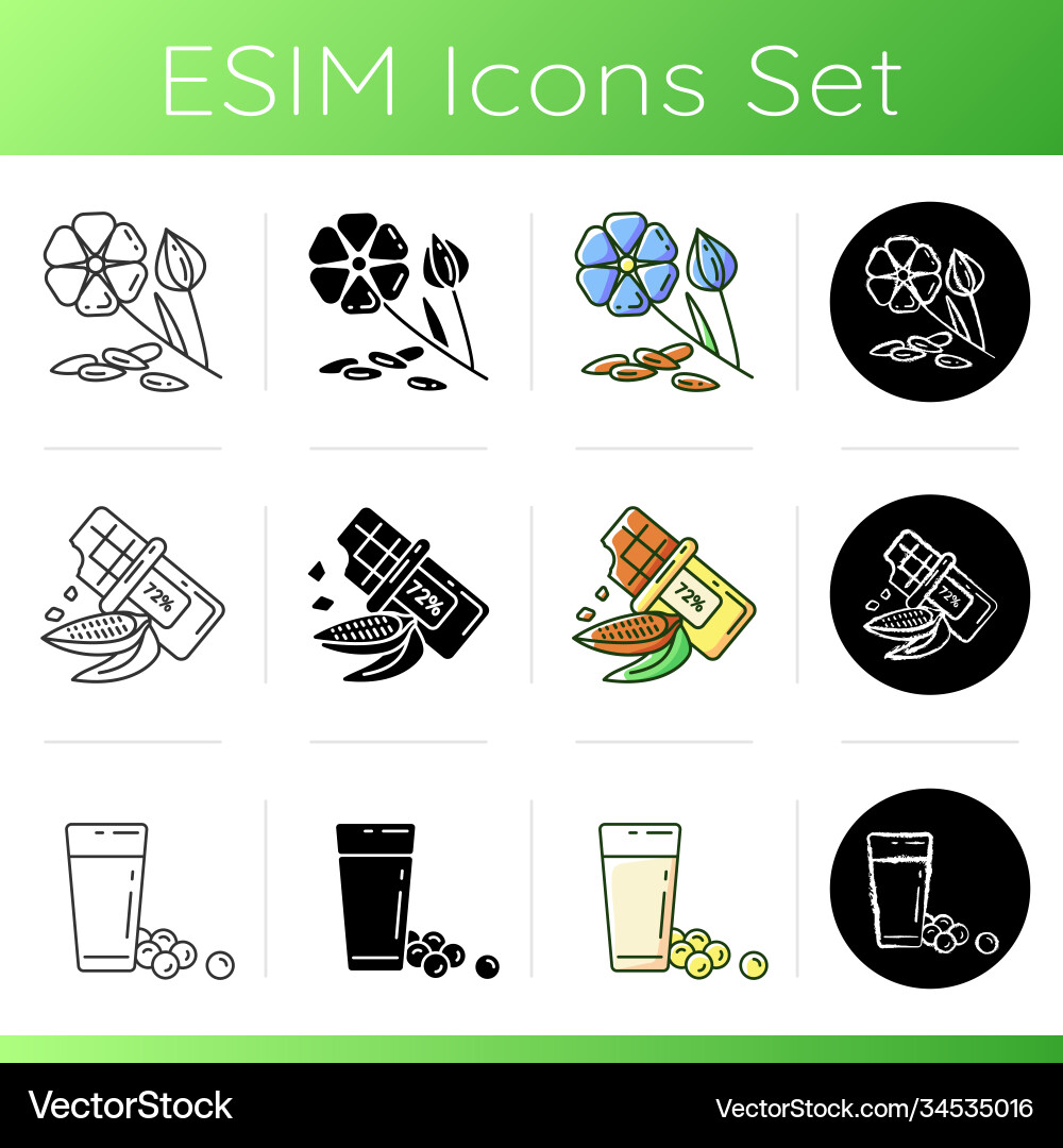 Greens variety icons set Royalty Free Vector Image