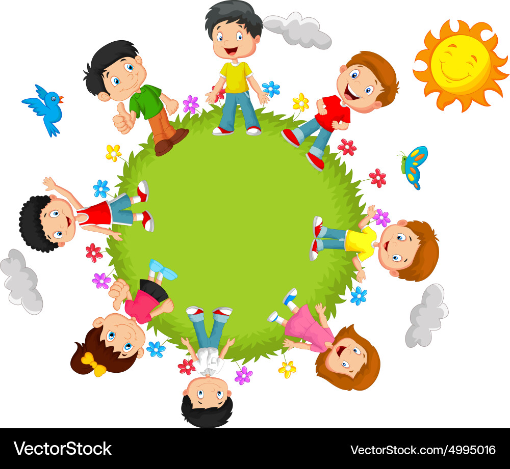Happy kids cartoon Royalty Free Vector Image - VectorStock