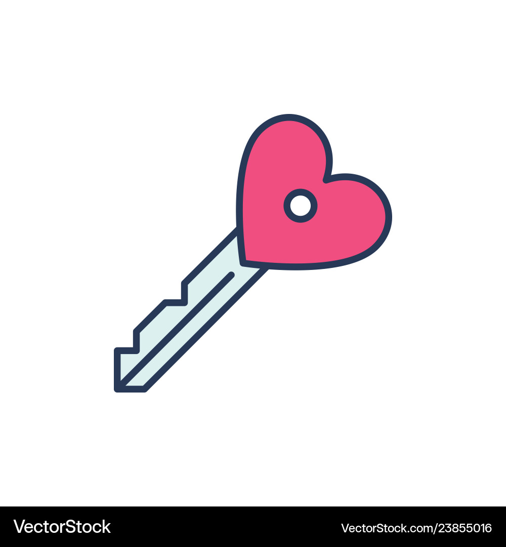 Heart key modern icon valentines day Royalty Free Vector