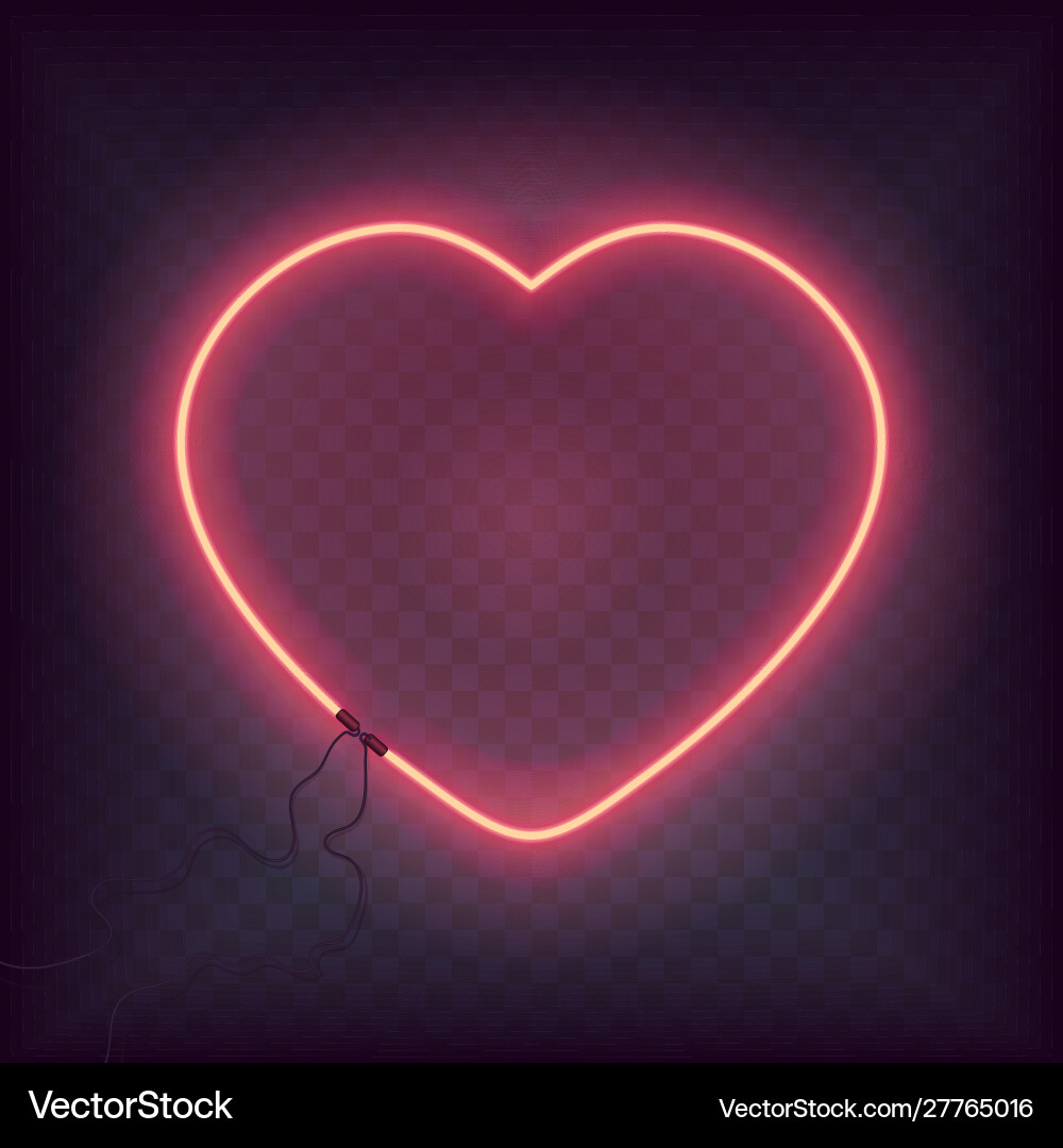 Neon heart glowing sign retro bright Royalty Free Vector