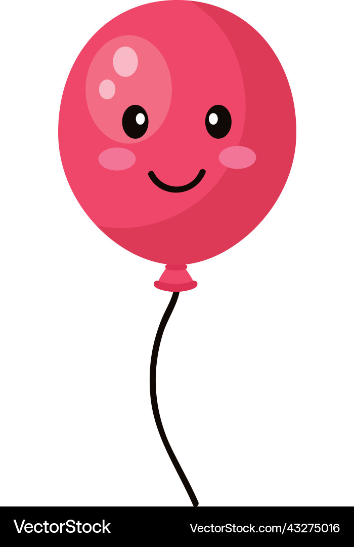 Red balloon helium kawaii Royalty Free Vector Image