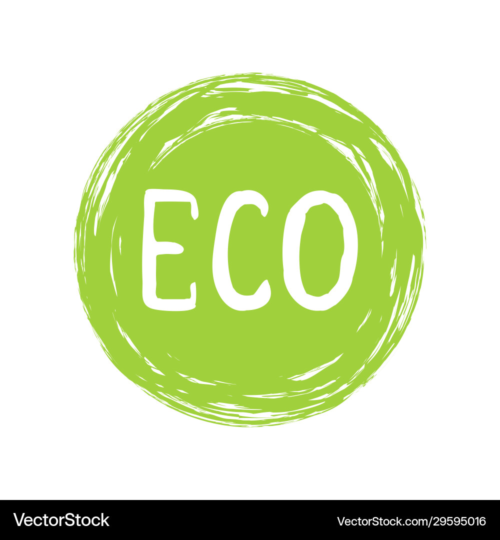 Typographic lettering stamp eco into green Vector Image