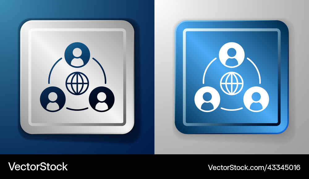 White meeting icon isolated on blue and grey Vector Image