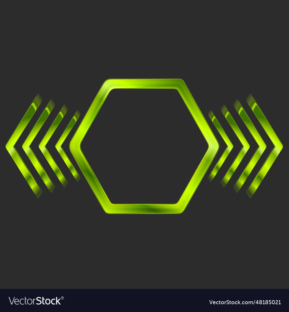 Abstract green metal hexagon and arrows shape Vector Image
