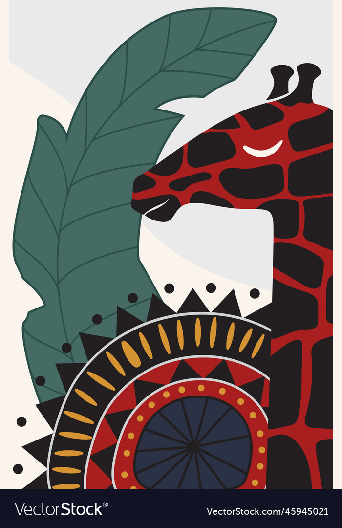 African style jungle giraffe Royalty Free Vector Image