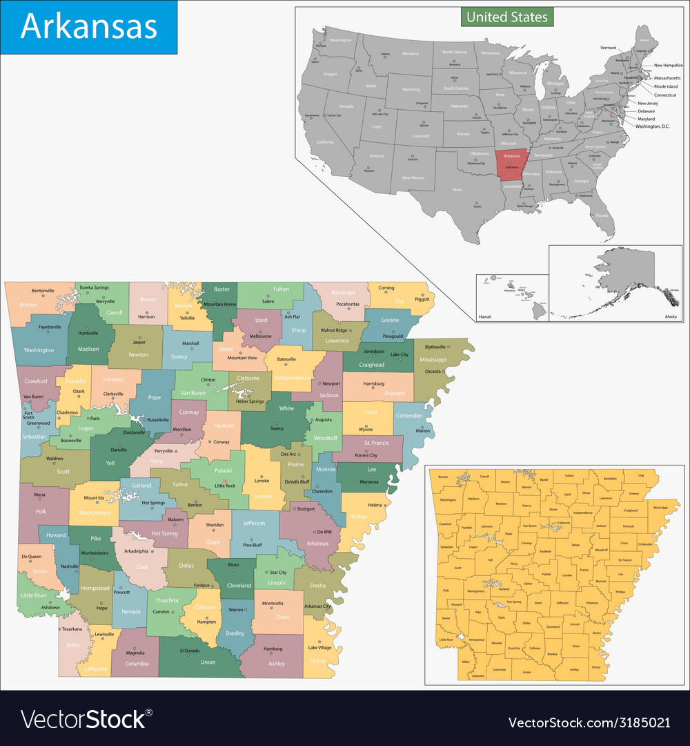 Arkansas map Royalty Free Vector Image - VectorStock