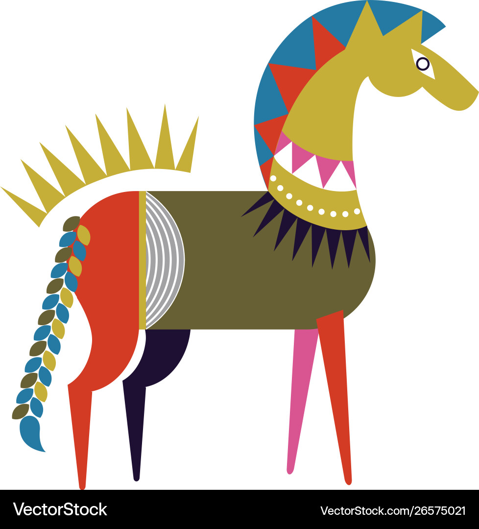 Colorful horse simple on white Royalty Free Vector Image