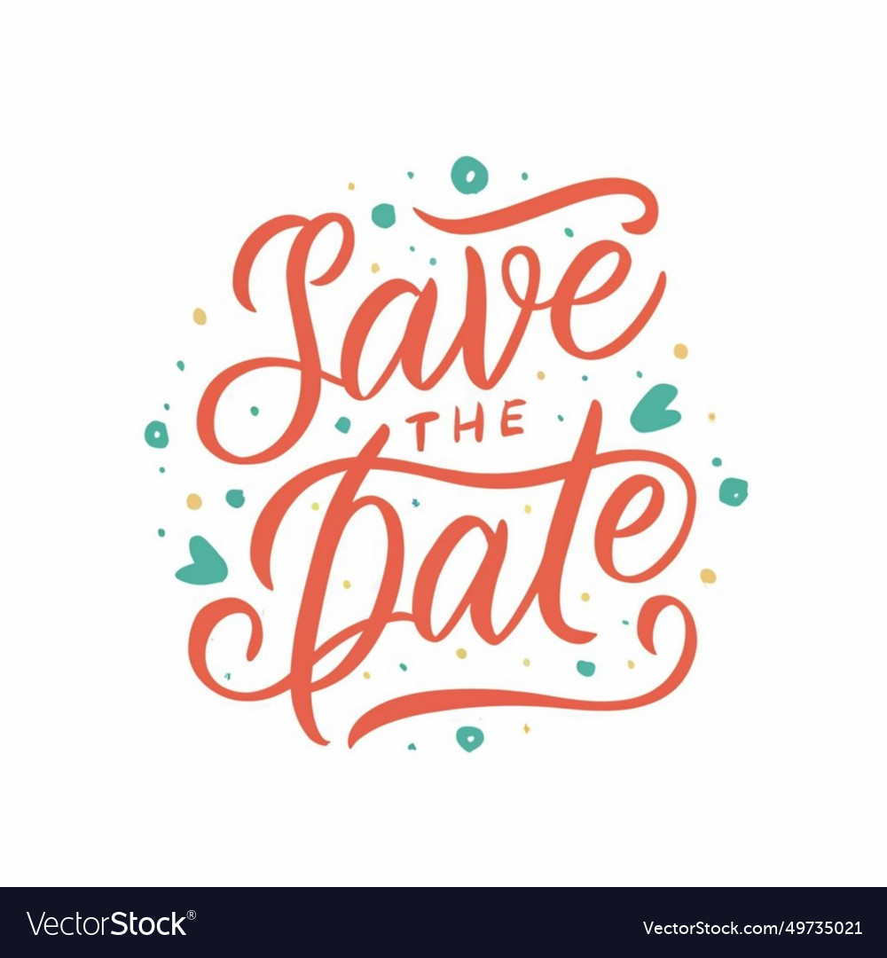 Colourful unique save date lettering logo design Vector Image