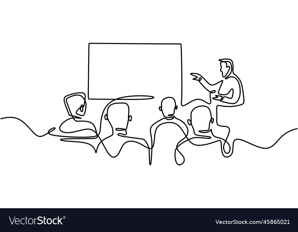Continuous one line drawing of group people Vector Image